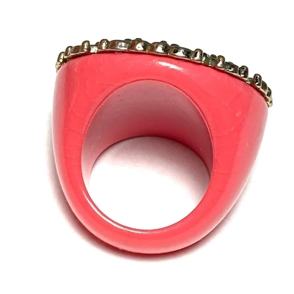 Jewelry | Ring Acrylic Pink Metal Design Size 7 Plastic | Poshmark